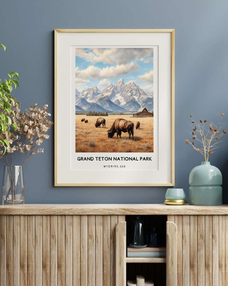 Grand Teton National Park Art Printable, National Park Travel Poster ...