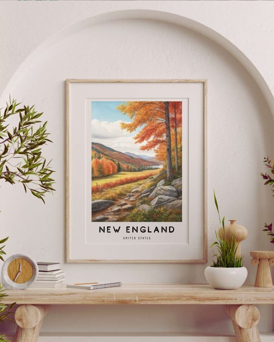 Fall Foliage Art Printable, New England Fall Foliage Poster Digital ...