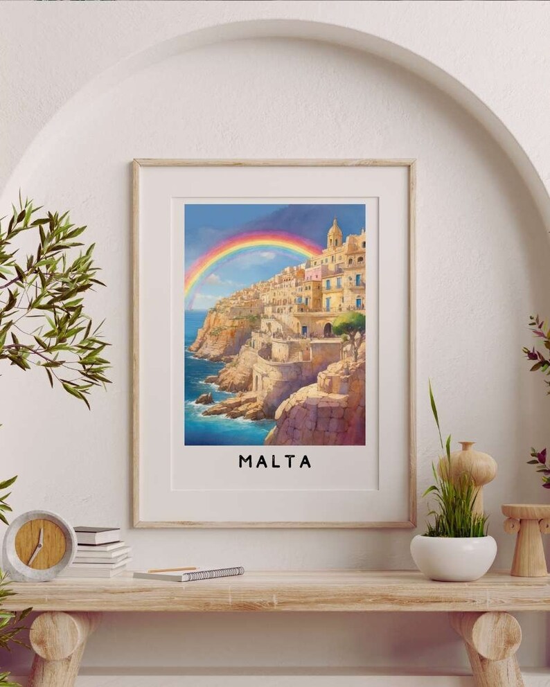 Europe Malta Rainbow Printable, Malta Travel Poster Digital Download ...