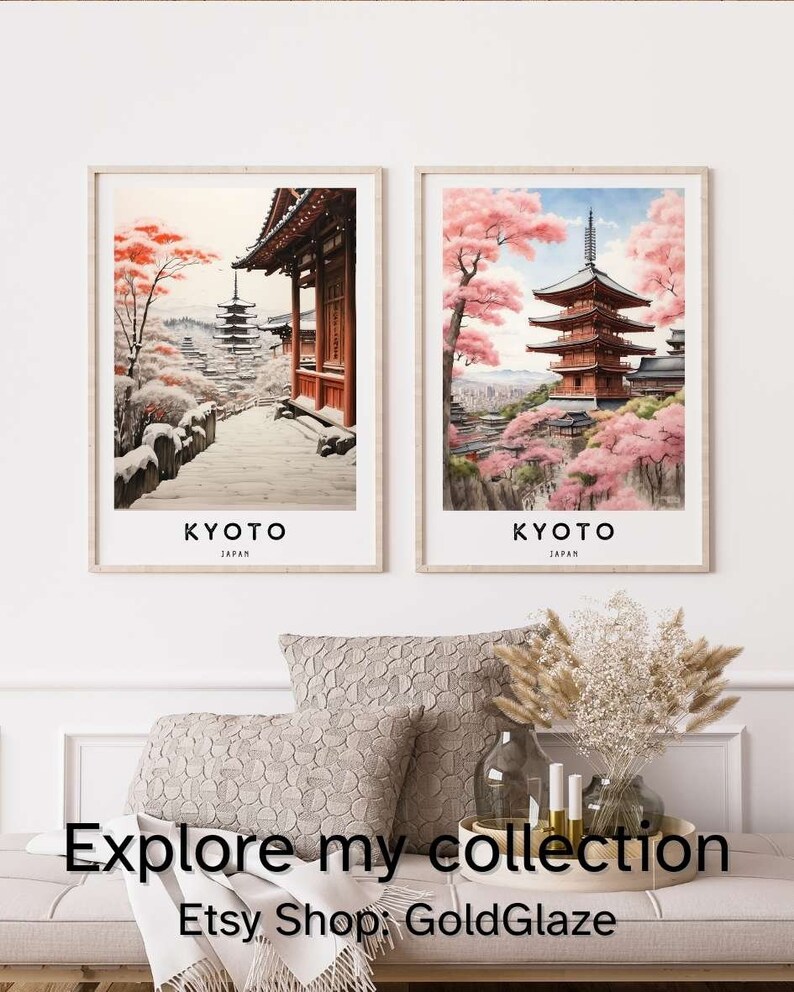 Kyoto in Winter Art Printable, Japan Kyoto Travel Poster Digital ...