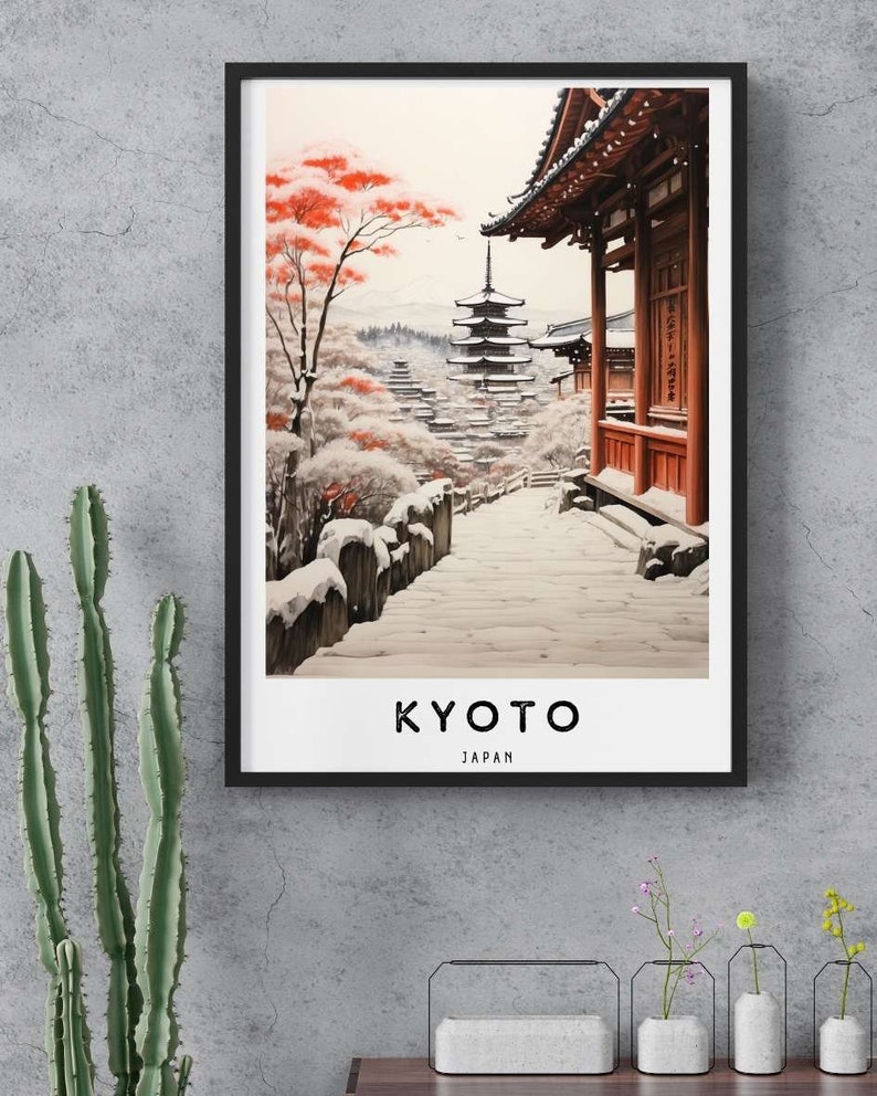 Kyoto in Winter Art Printable, Japan Kyoto Travel Poster Digital ...