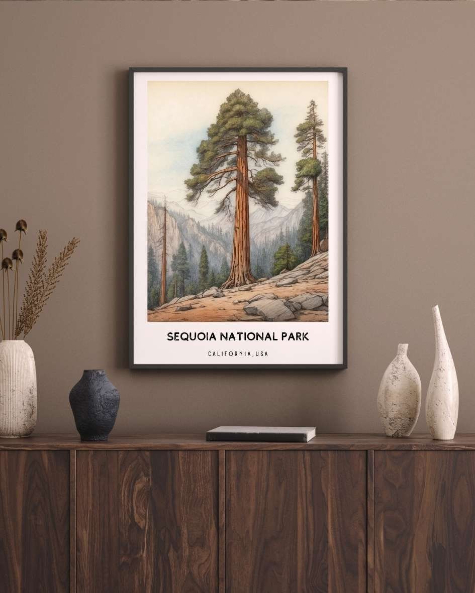 Sequoia National Park Art Printable, National Park Travel Poster ...