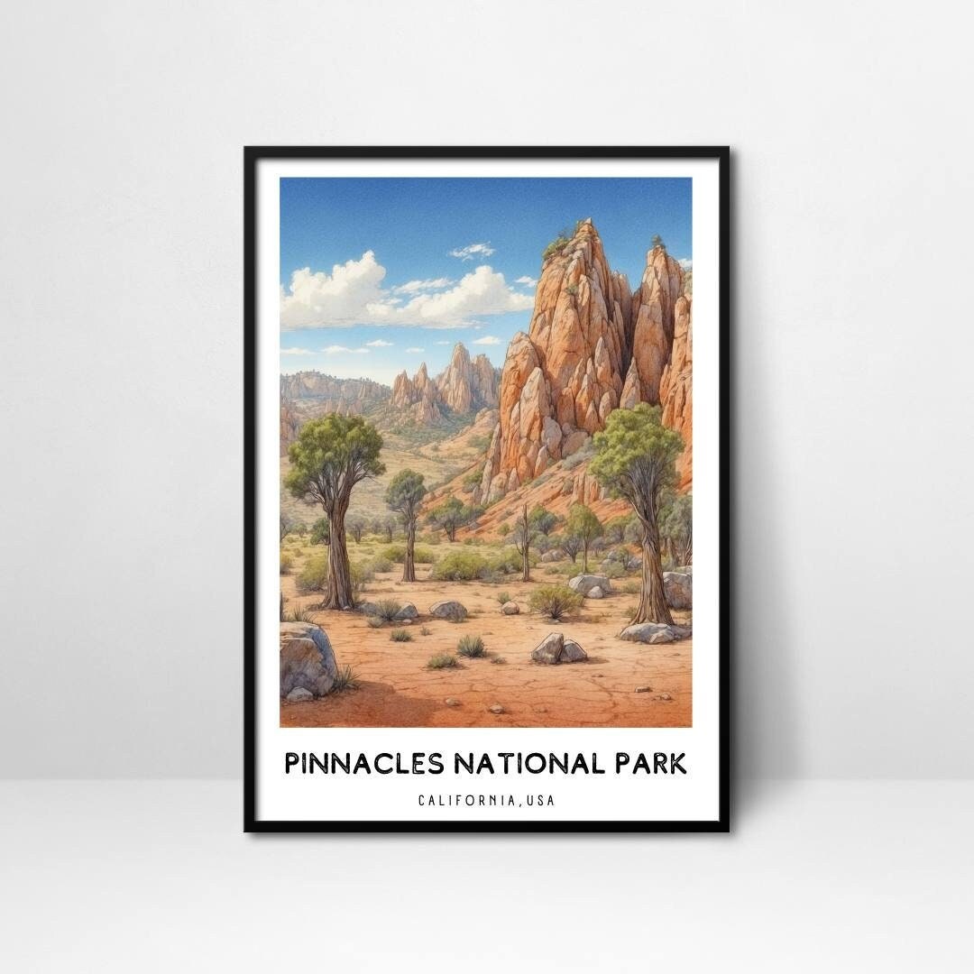 Pinnacles National Park Art Printable, National Park Travel Poster ...