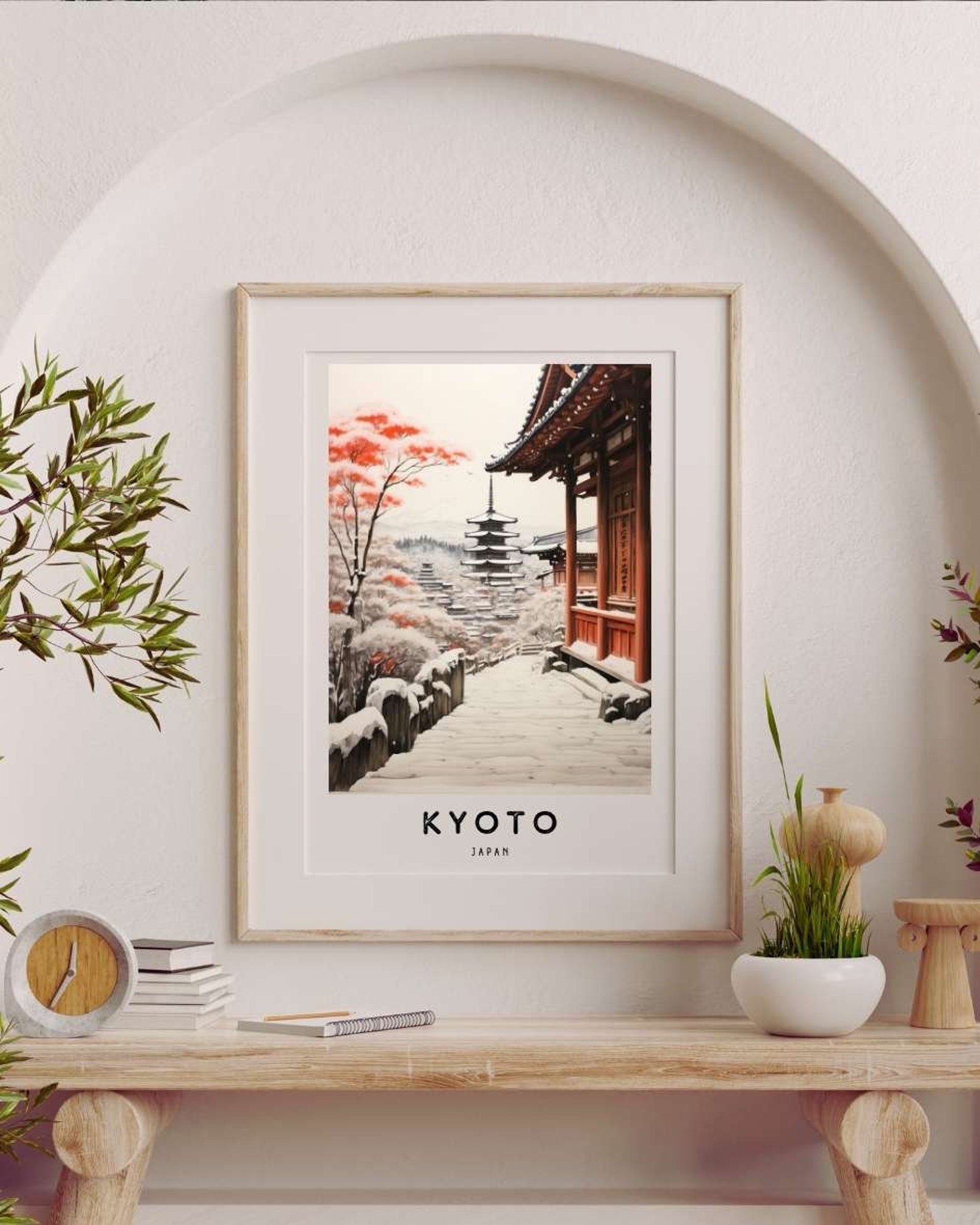 Kyoto in Winter Art Printable, Japan Kyoto Travel Poster Digital ...