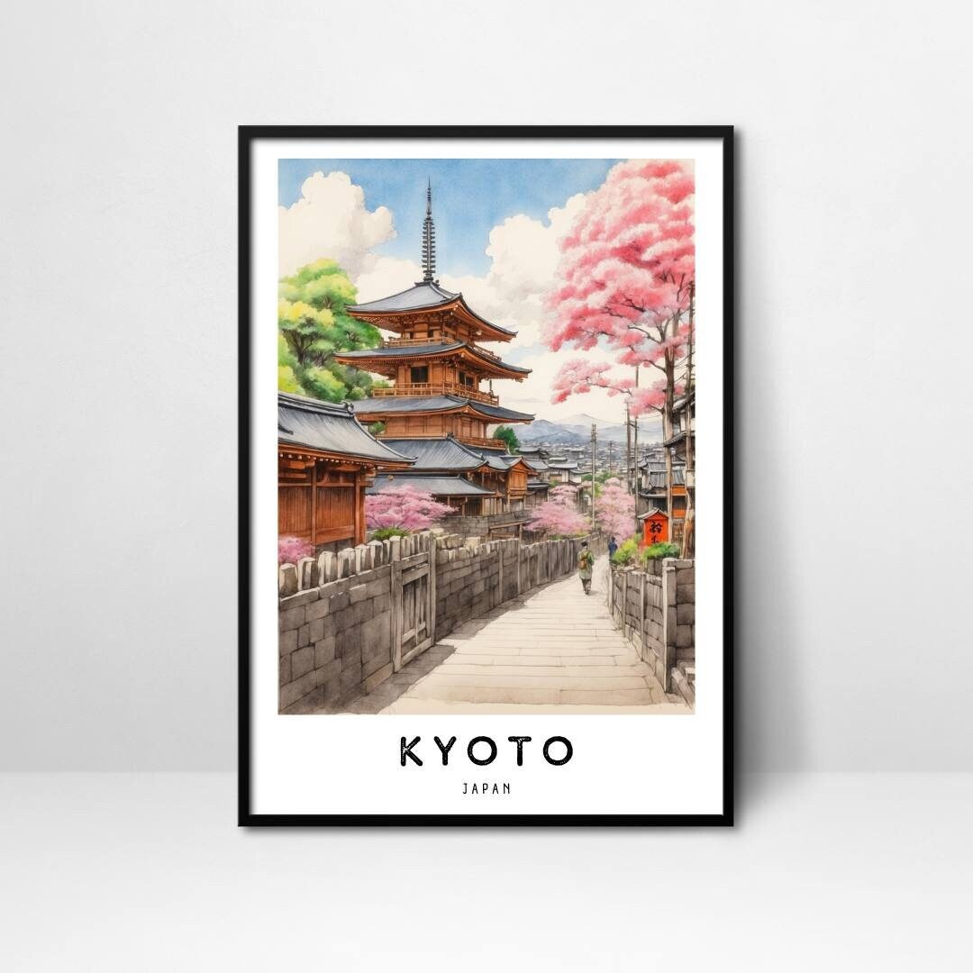 Kyoto in Spring Art Printable, Japan Kyoto Travel Poster Digital ...
