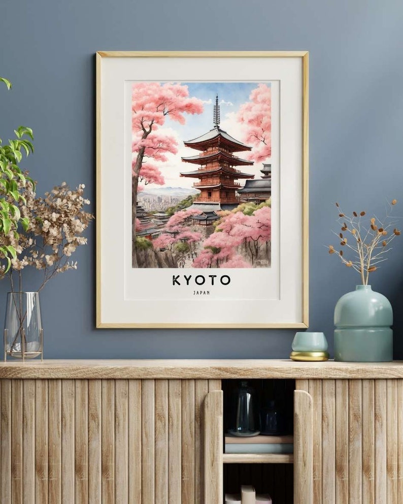 Kyoto in Spring Art Printable, Japan Kyoto Travel Poster Digital ...