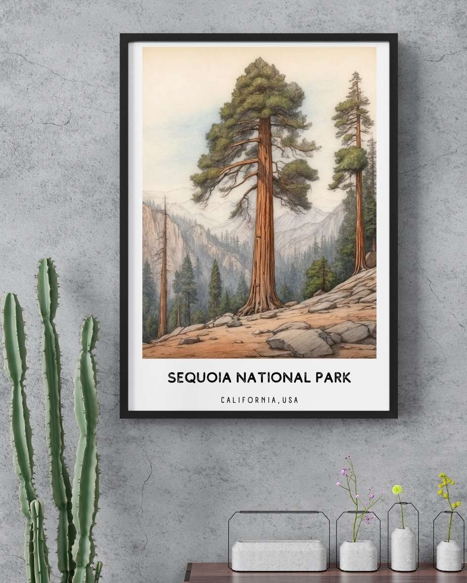 Sequoia National Park Art Printable, National Park Travel Poster ...