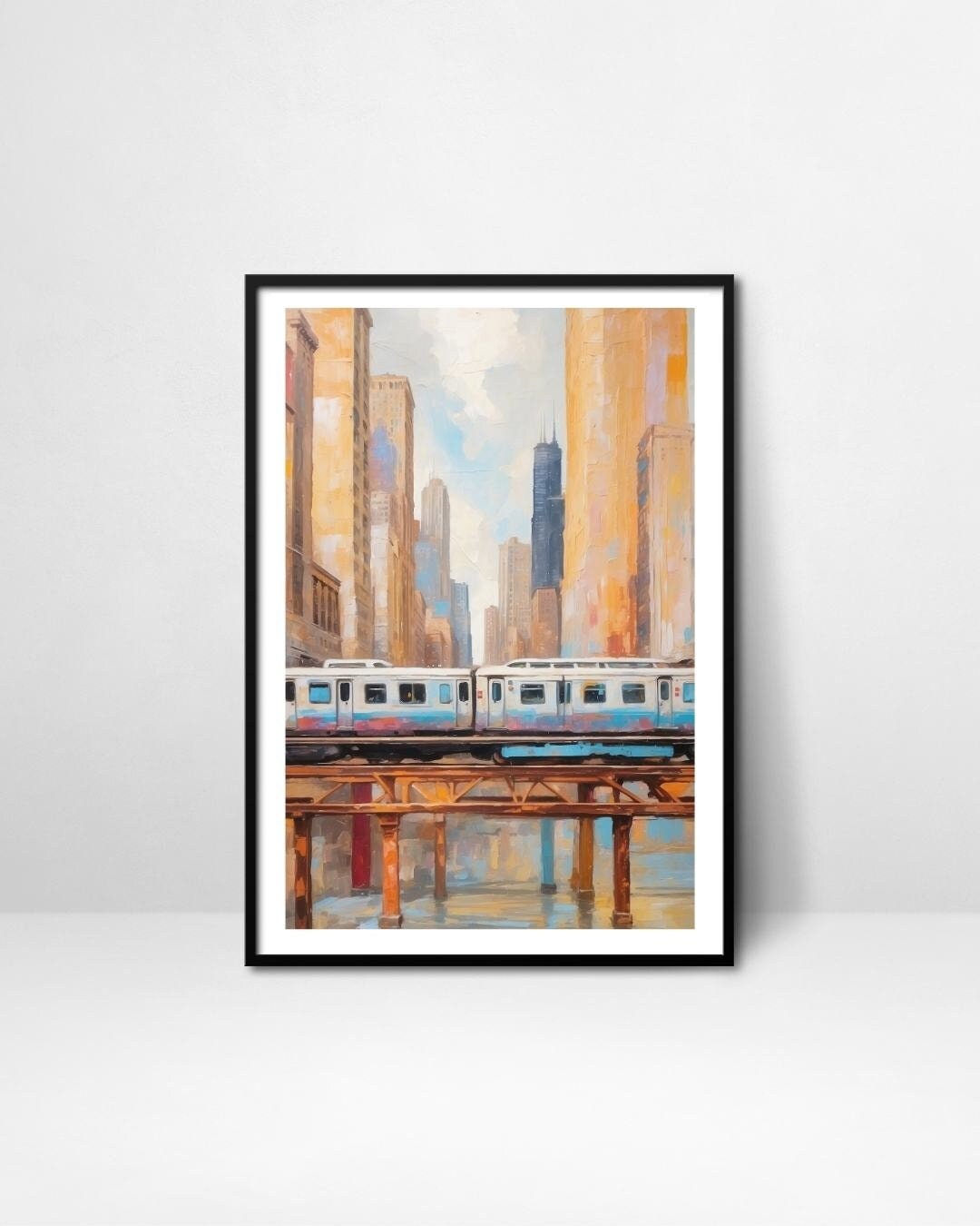 Chicago L Train Wall Art Printable, Chicago Travel Poster Digital ...