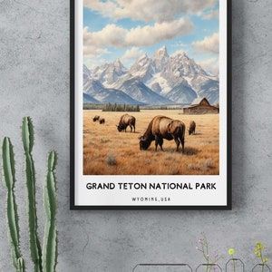 Grand Teton National Park Art Printable, National Park Travel Poster ...