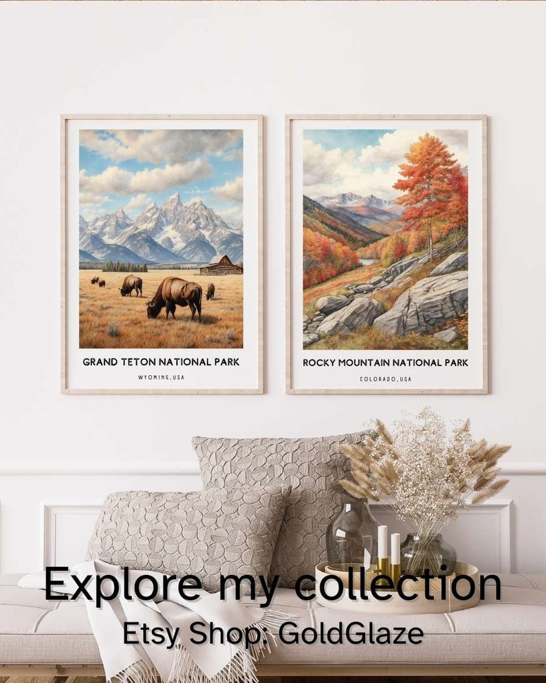 Grand Teton National Park Art Printable, National Park Travel Poster ...
