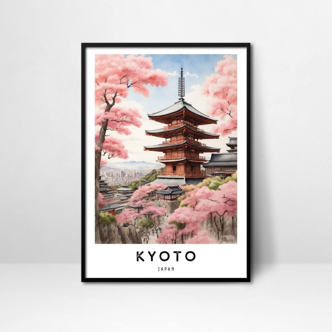 Kyoto in Spring Art Printable, Japan Kyoto Travel Poster Digital ...