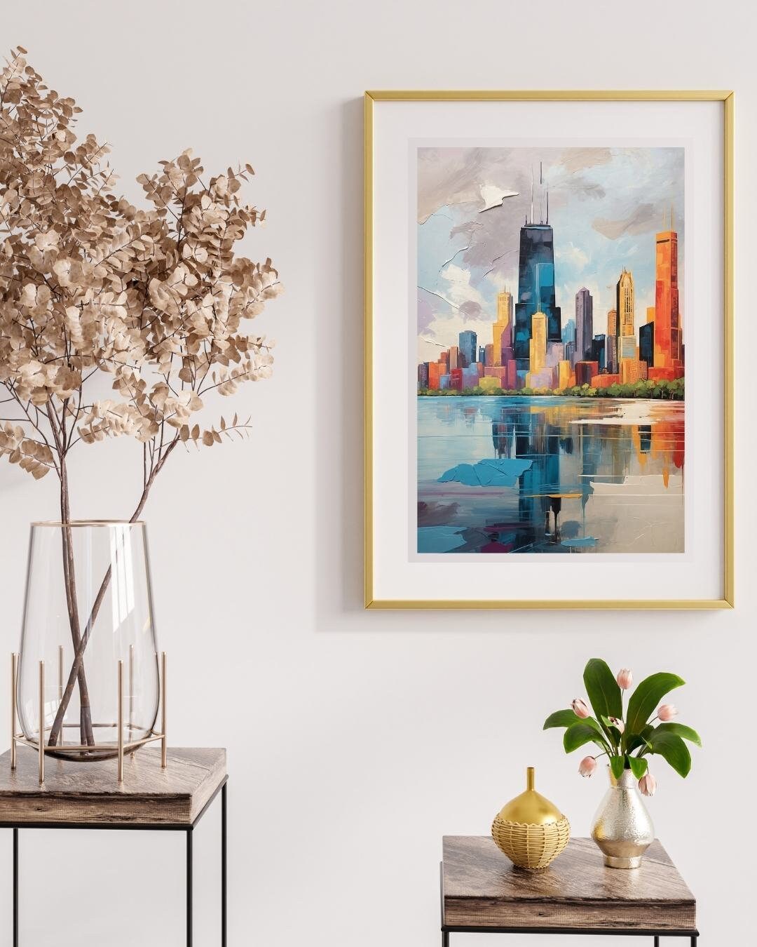 Chicago Skyline Art Printable, Chicago Travel Poster Digital Download ...