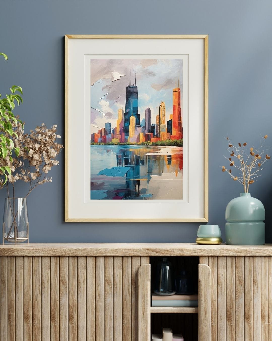 Chicago Skyline Art Printable, Chicago Travel Poster Digital Download ...