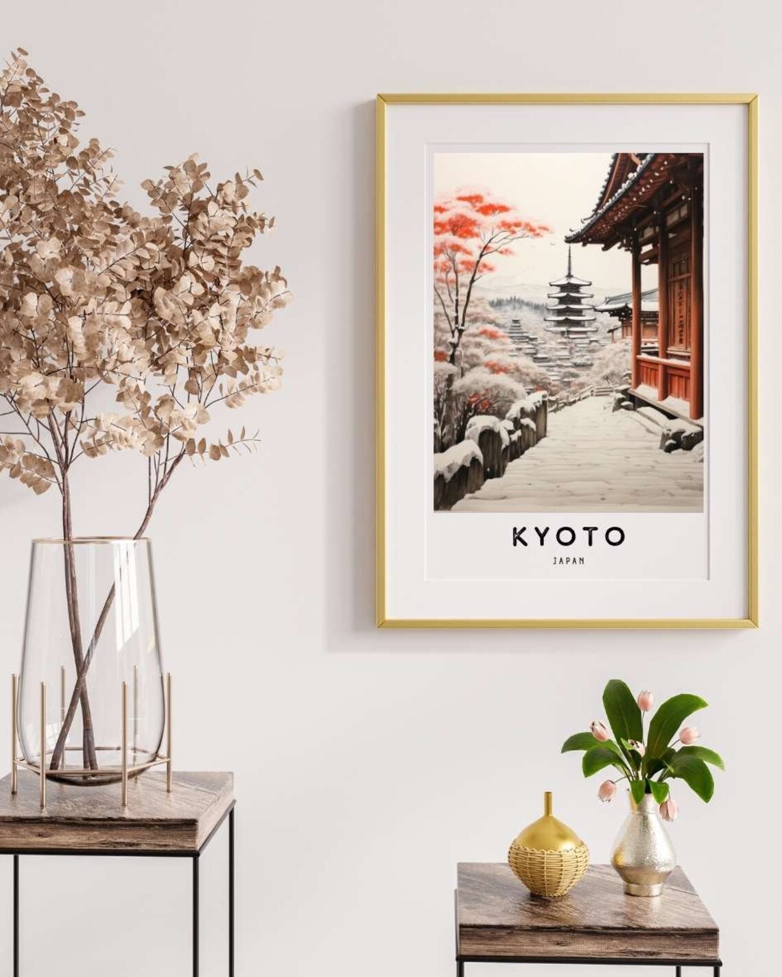 Kyoto in Winter Art Printable, Japan Kyoto Travel Poster Digital ...