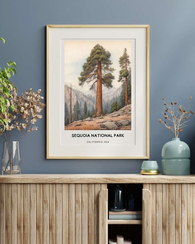 Sequoia National Park Art Printable, National Park Travel Poster ...