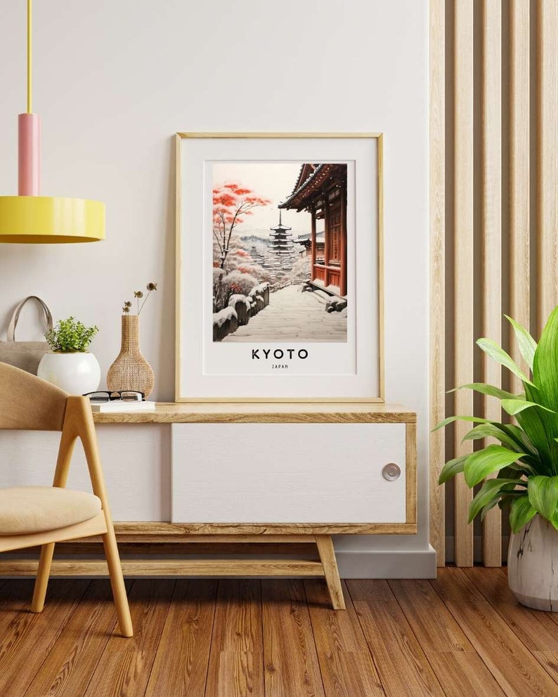 Kyoto in Winter Art Printable, Japan Kyoto Travel Poster Digital ...