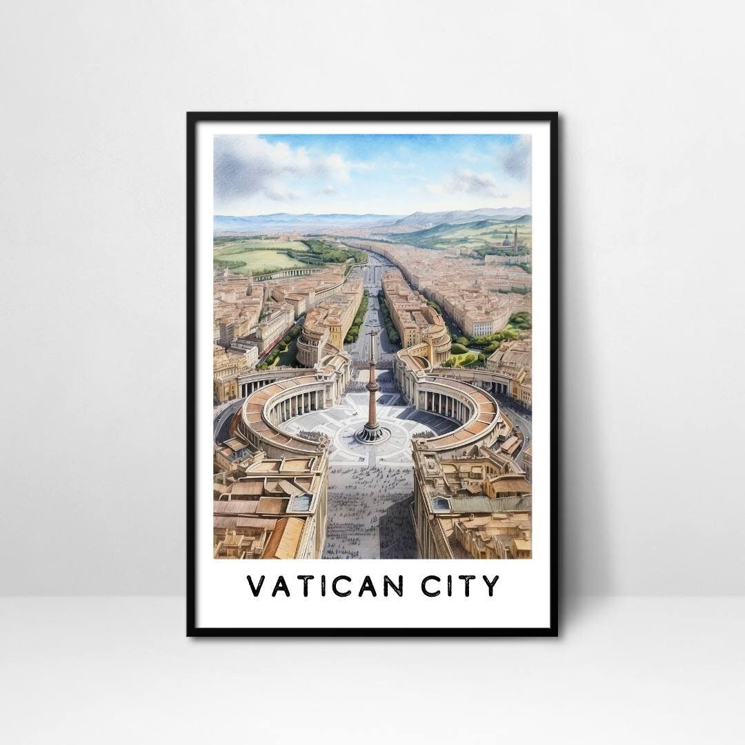 Vatican City St. Peter's Square Art Printable, Europe Travel Poster ...