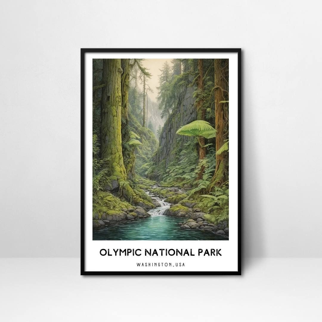 Olympic National Park Art Printable, National Park Travel Poster ...