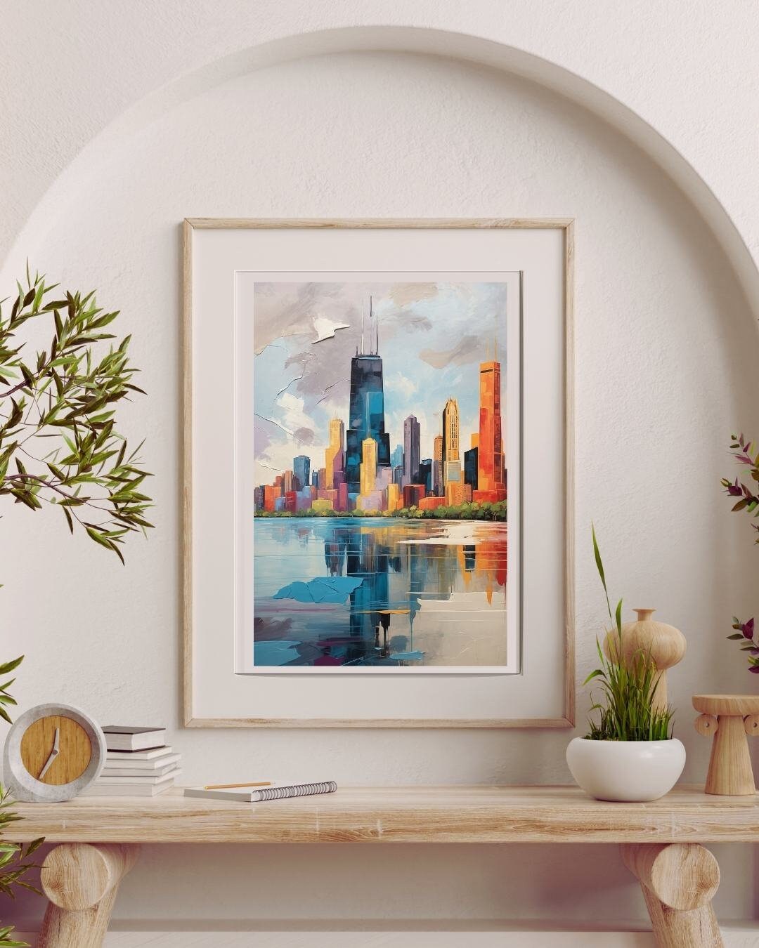 Chicago Skyline Art Printable Chicago Travel Poster Digital - Etsy