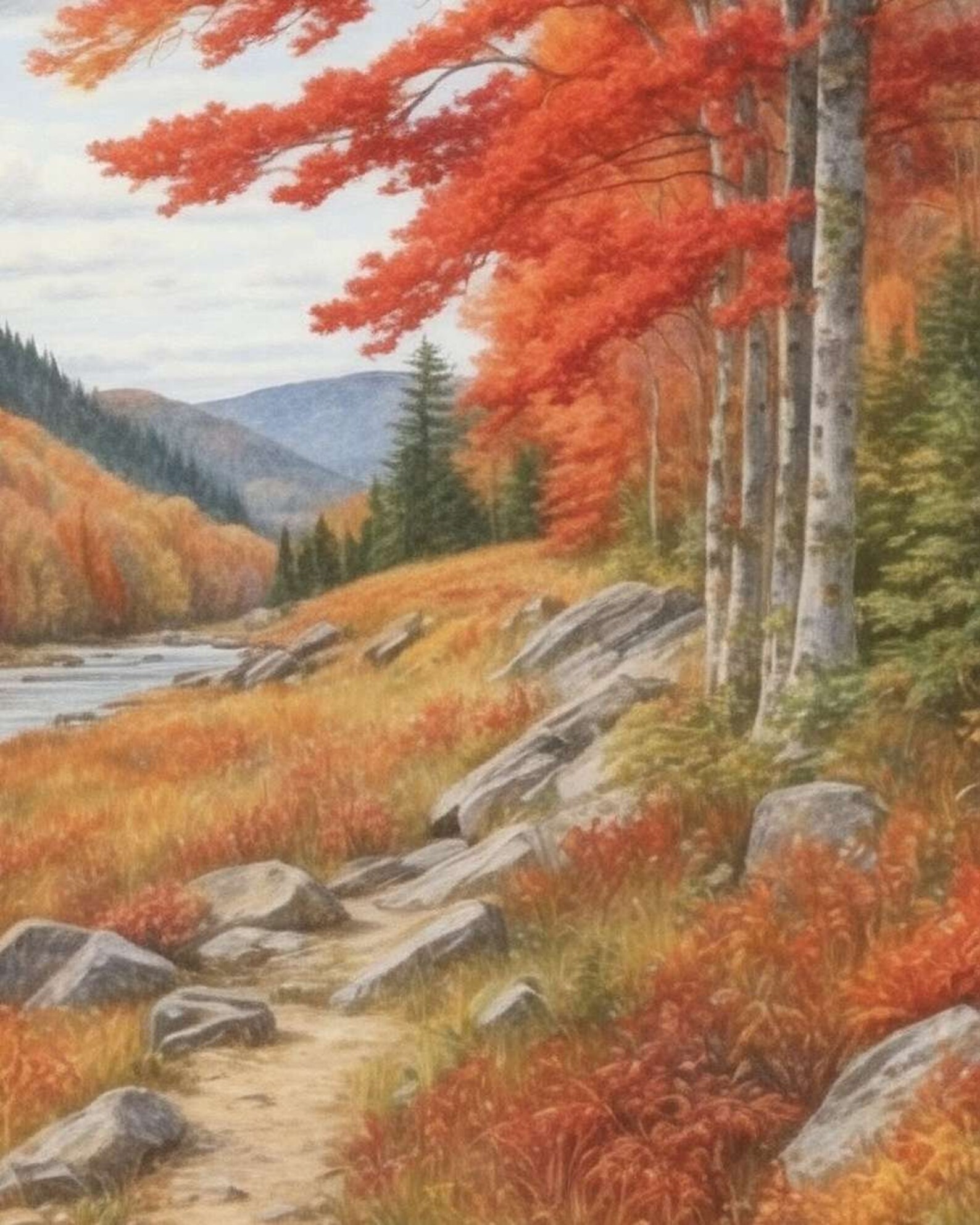 Fall Foliage Art Printable Vermont Fall Foliage Poster - Etsy