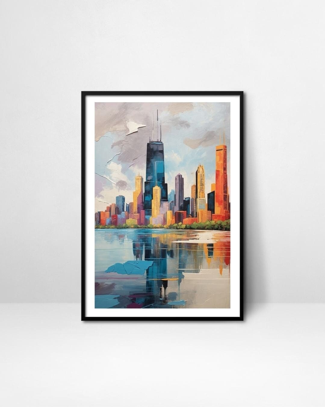 Chicago Skyline Art Printable, Chicago Travel Poster Digital Download ...