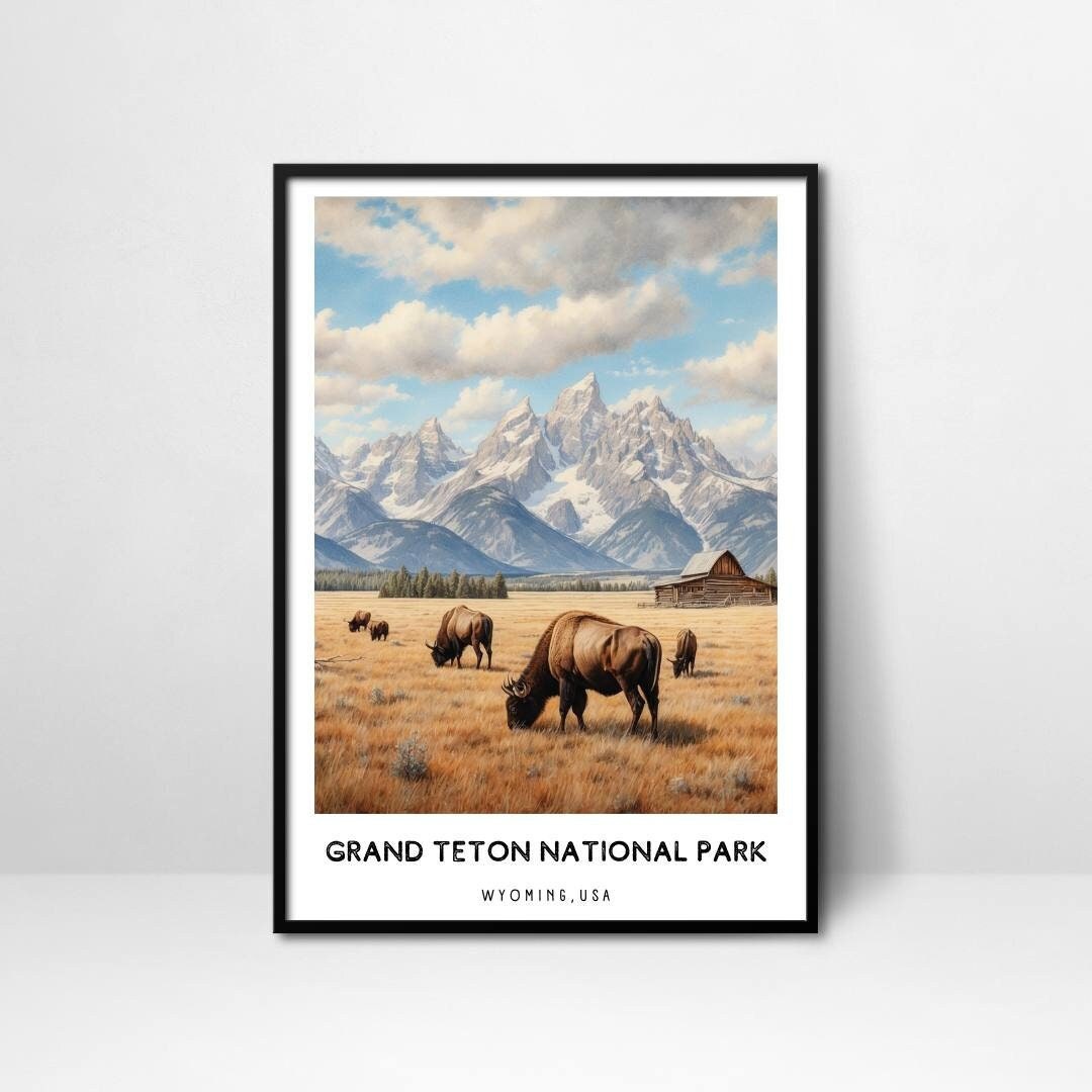 Grand Teton National Park Art Printable, National Park Travel Poster ...