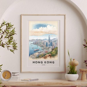Hong Kong Art Printable, Hong Kong Travel Poster Digital Download, Hong ...