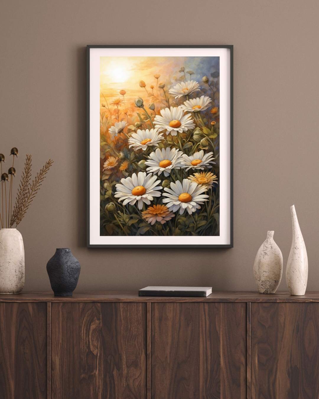 Daisy Flowers Wall Art Printable, White Flowers Poster Digital Download ...