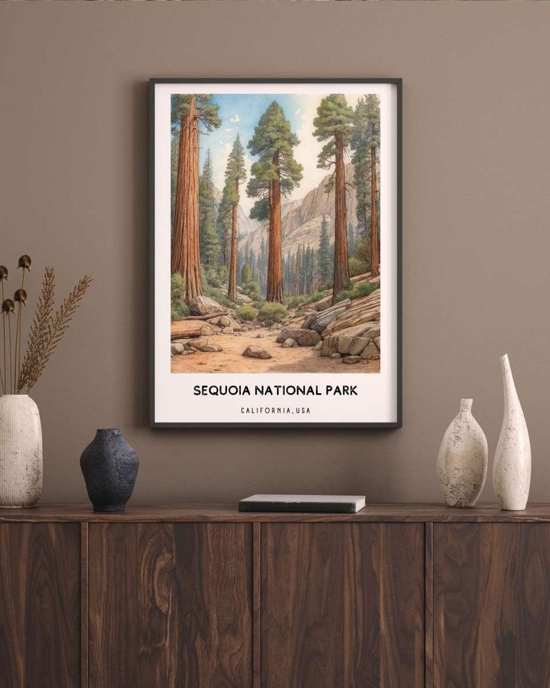 Sequoia National Park Art Printable, National Park Travel Poster ...