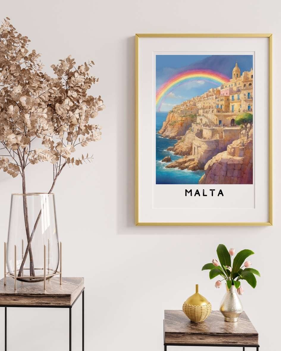Europe Malta Rainbow Printable, Malta Travel Poster Digital Download ...