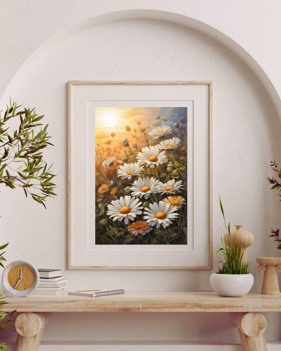 Daisy Flowers Wall Art Printable, White Flowers Poster Digital Download ...