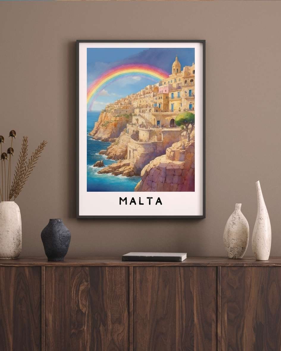 Europe Malta Rainbow Printable, Malta Travel Poster Digital Download ...
