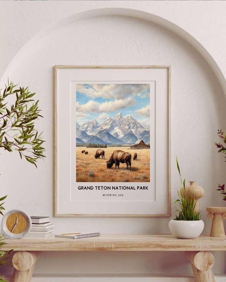 Grand Teton National Park Art Printable, National Park Travel Poster ...