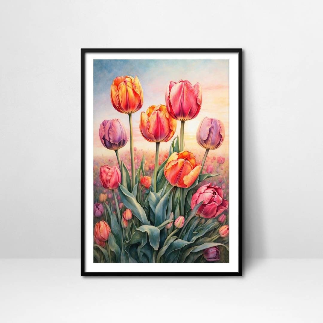 Tulip Flowers Wall Art Printable, Flowers Poster Digital Download ...