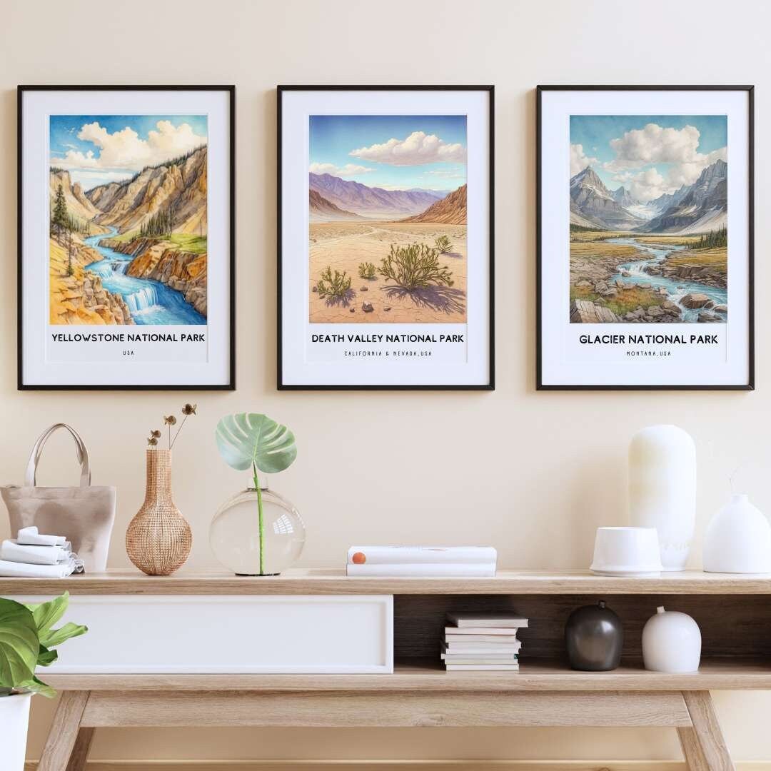 Set of 3 National Park Travel Posters, National Park Bundle Travel ...