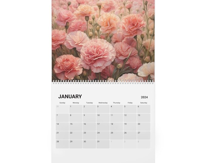 2024 Calendar, 2024 Wall Calendar, Illustrated Hand Painted 12 Month ...