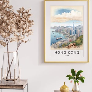 Hong Kong Art Printable, Hong Kong Travel Poster Digital Download, Hong ...