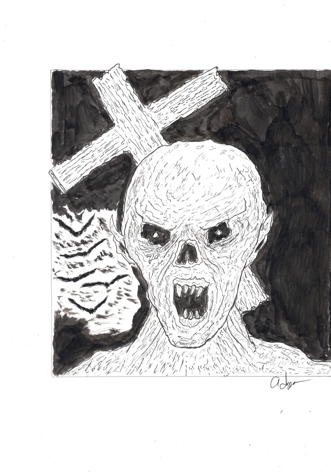 Vampire Pen and Ink Sketch - Etsy