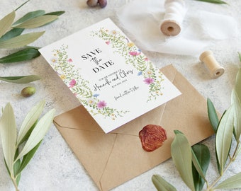 Colorful Save the Date Template Watercolor Save the Date Handwritten ...