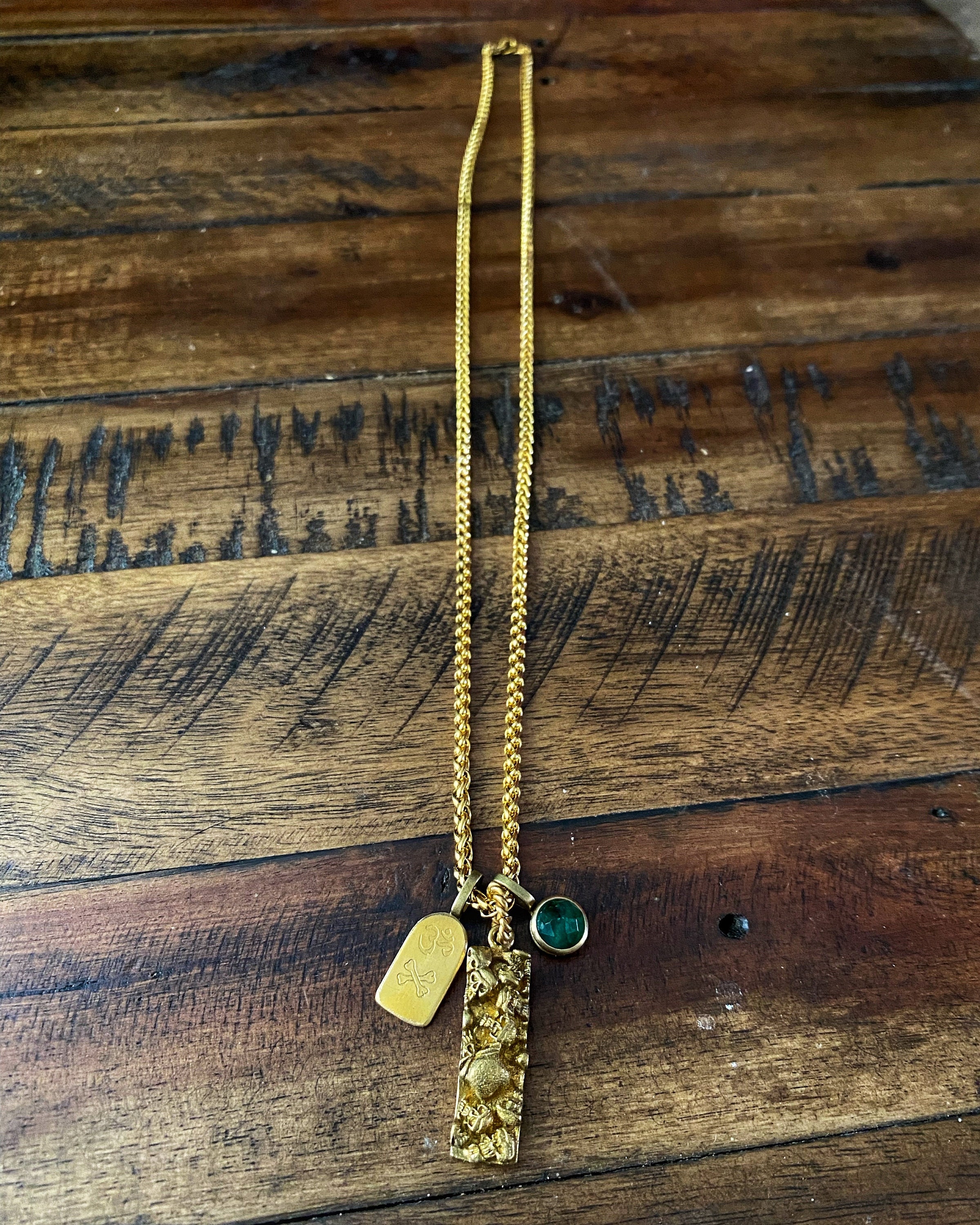 Pirate Chainz Custom Gold Toned Brass 24 Necklace W/ Skull Gold Nugget ...