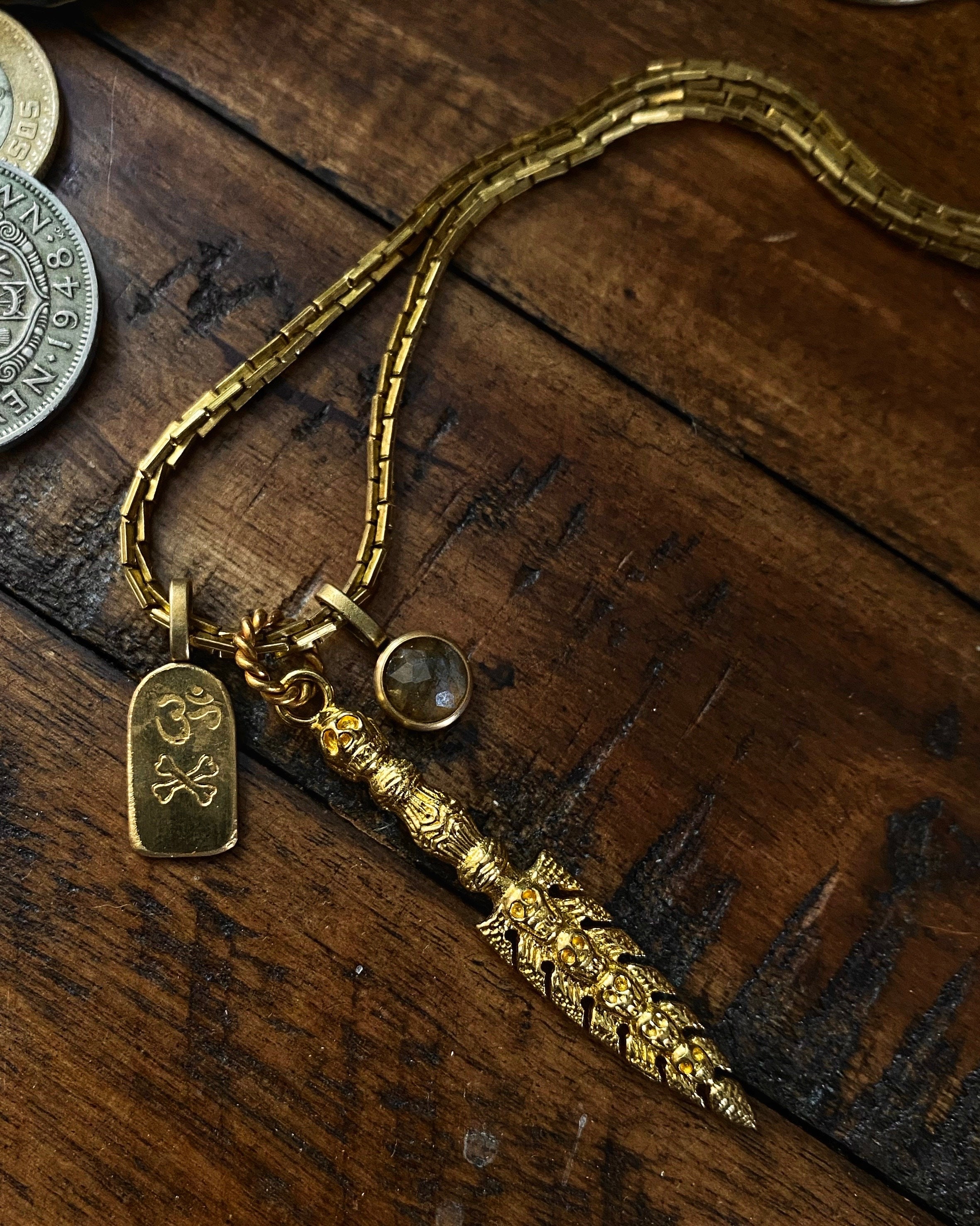 Pirate Chainz Custom Gold Toned Brass 24 Necklace W/tibetan Phurba ...