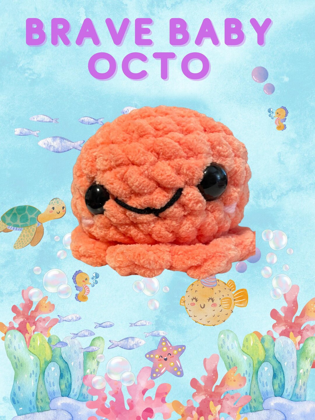 Brave Baby Octo Pattern • No Sew Amigurumi Octopus • Market Friendly ...