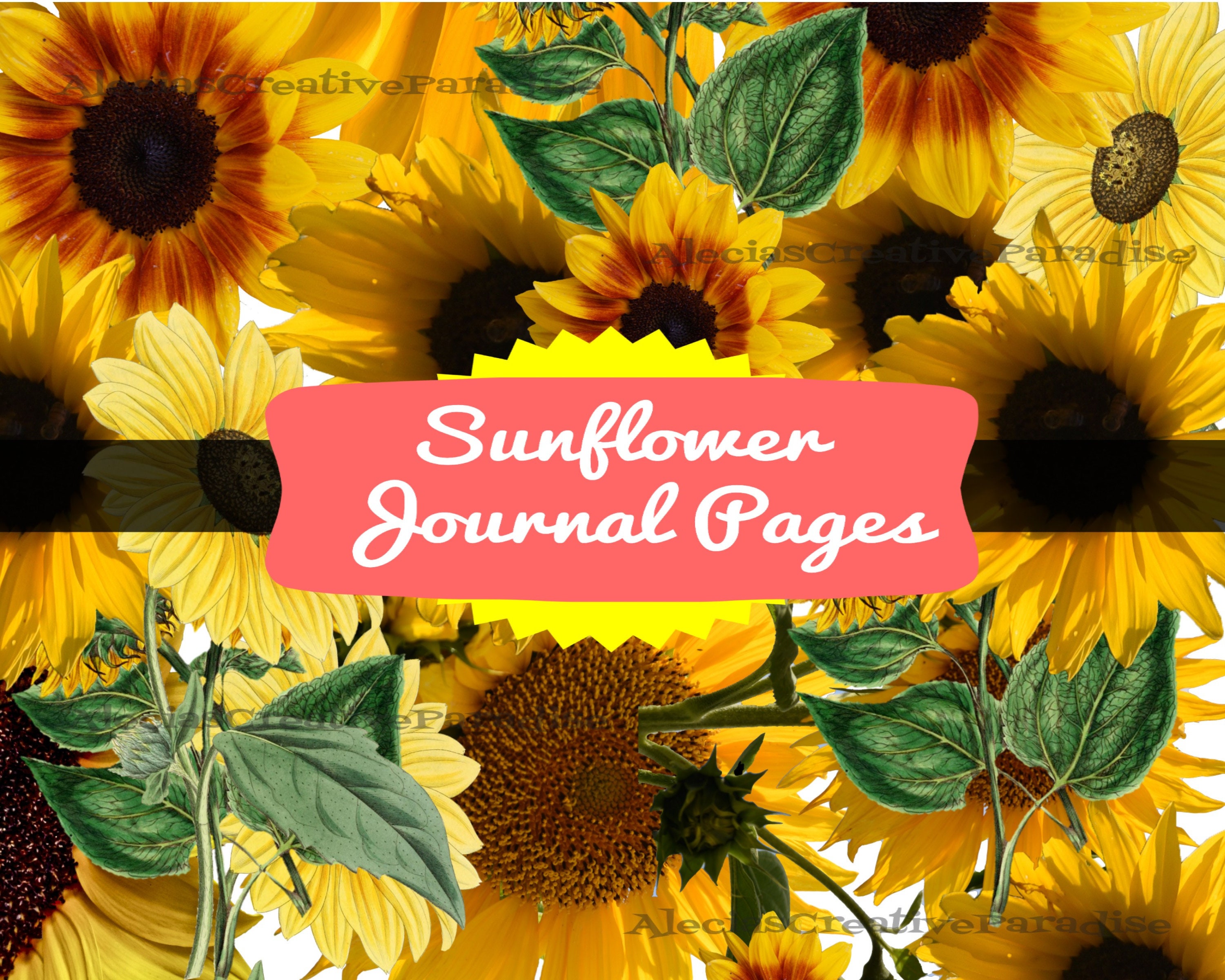 Digital Sunflower Journal Pages Tear Pages Collage Pages for - Etsy