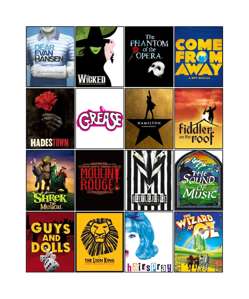 Musical Theatre Tribute Art- CUSTOM BROADWAY POSTER - 16 Shows Broadway ...
