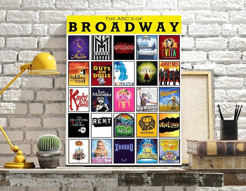 Abcs of Broadway Musical Tribute Art Custom Broadway Art - Etsy