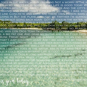 Custom Song Lyric Ocean Print Beach Song Art Ocean Art Beach Theme ...