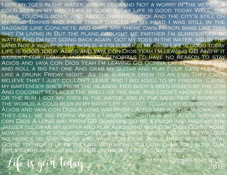 Custom Song Lyric Ocean Print Beach Song Art Ocean Art - Etsy