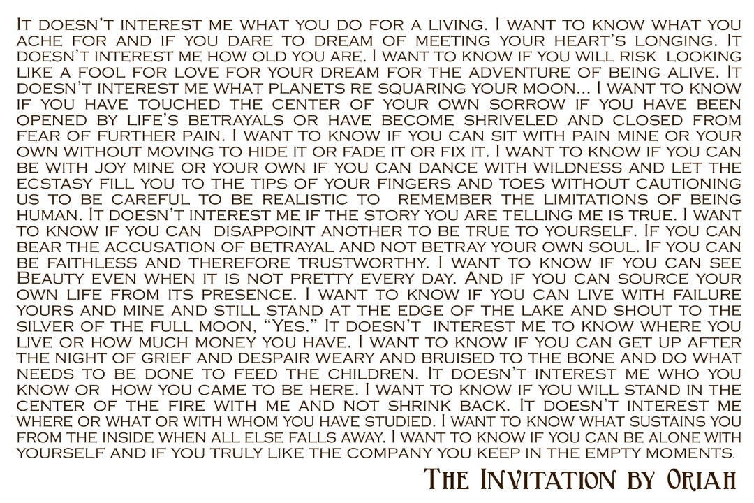 The Invitation by Oriah Canvas Art- Religious Art- Graduation Gift, New ...