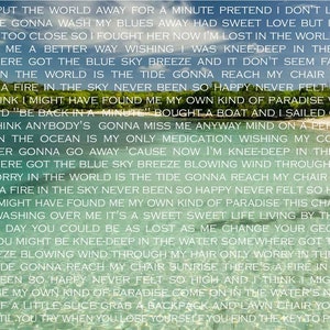 Custom Song Lyric Ocean Print Beach Song Art Ocean Art Beach Theme ...