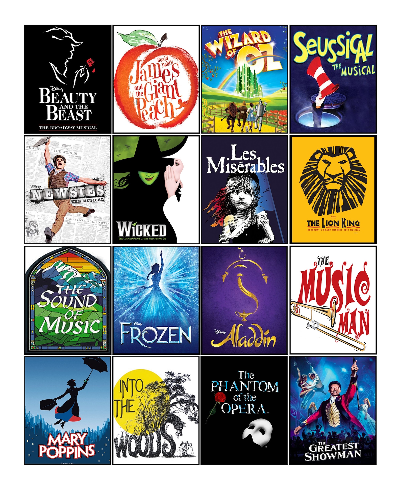 Musical Theatre Tribute Art- CUSTOM BROADWAY POSTER - 16 Shows Broadway ...